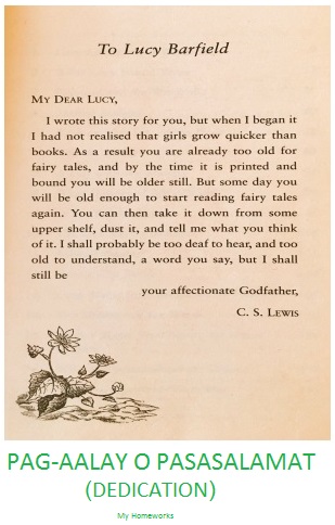 My Homeworks: Bahagi ng Aklat- Pag-aalay o Pasasalamat/ Dedikasyon