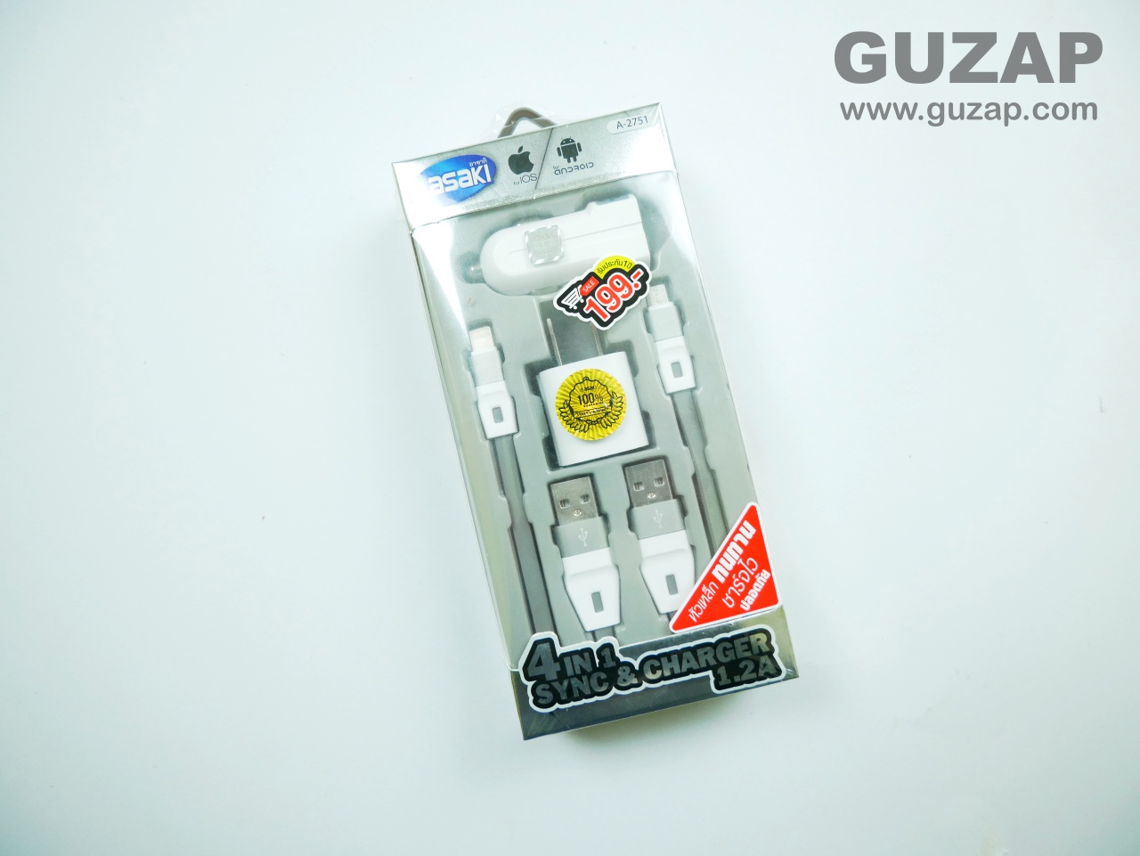 GUZAP: รีวิวสายชาร์จ199.- จากเซเว่น Asaki A2751