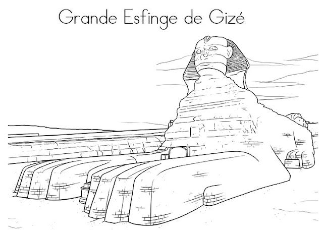 Blog de Geografia: Grande Esfinge de Gizé - Desenho para Imprimir e Colorir