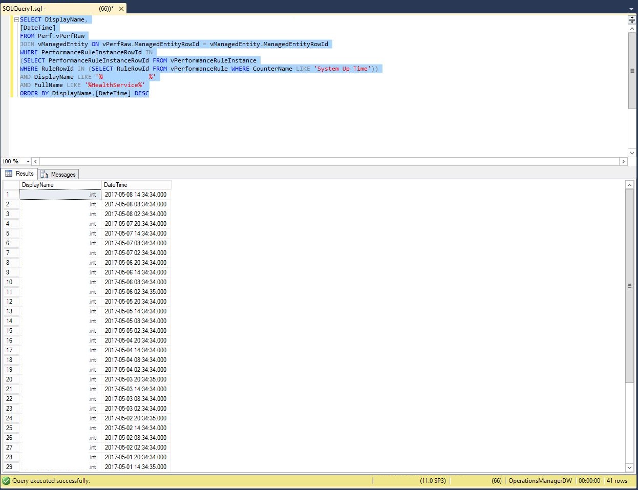 System Center Lair: System Uptime Report SQL Query