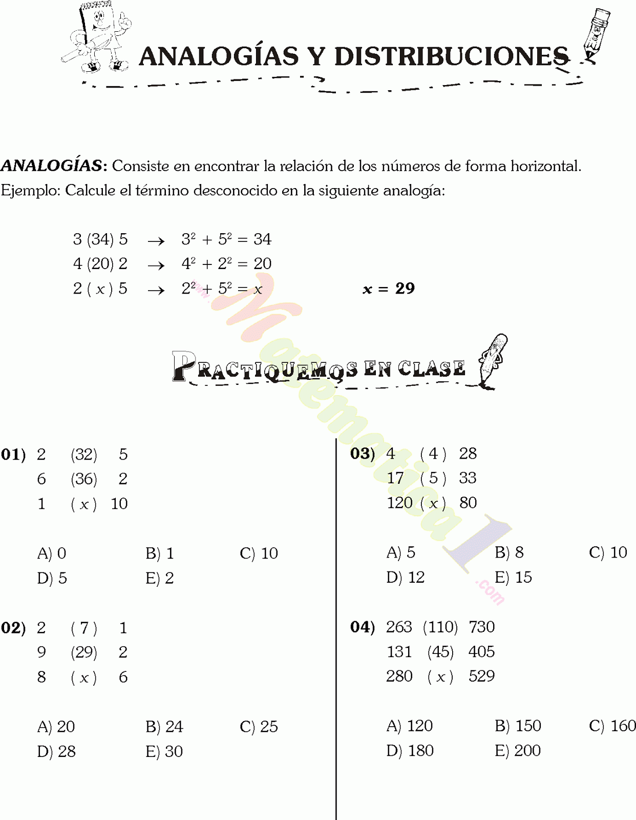 DISTRIBUCIONES Y ANALOGÍAS NUMÉRICAS EJEMPLOS RESUELTOS DE PRIMARIA Y ...
