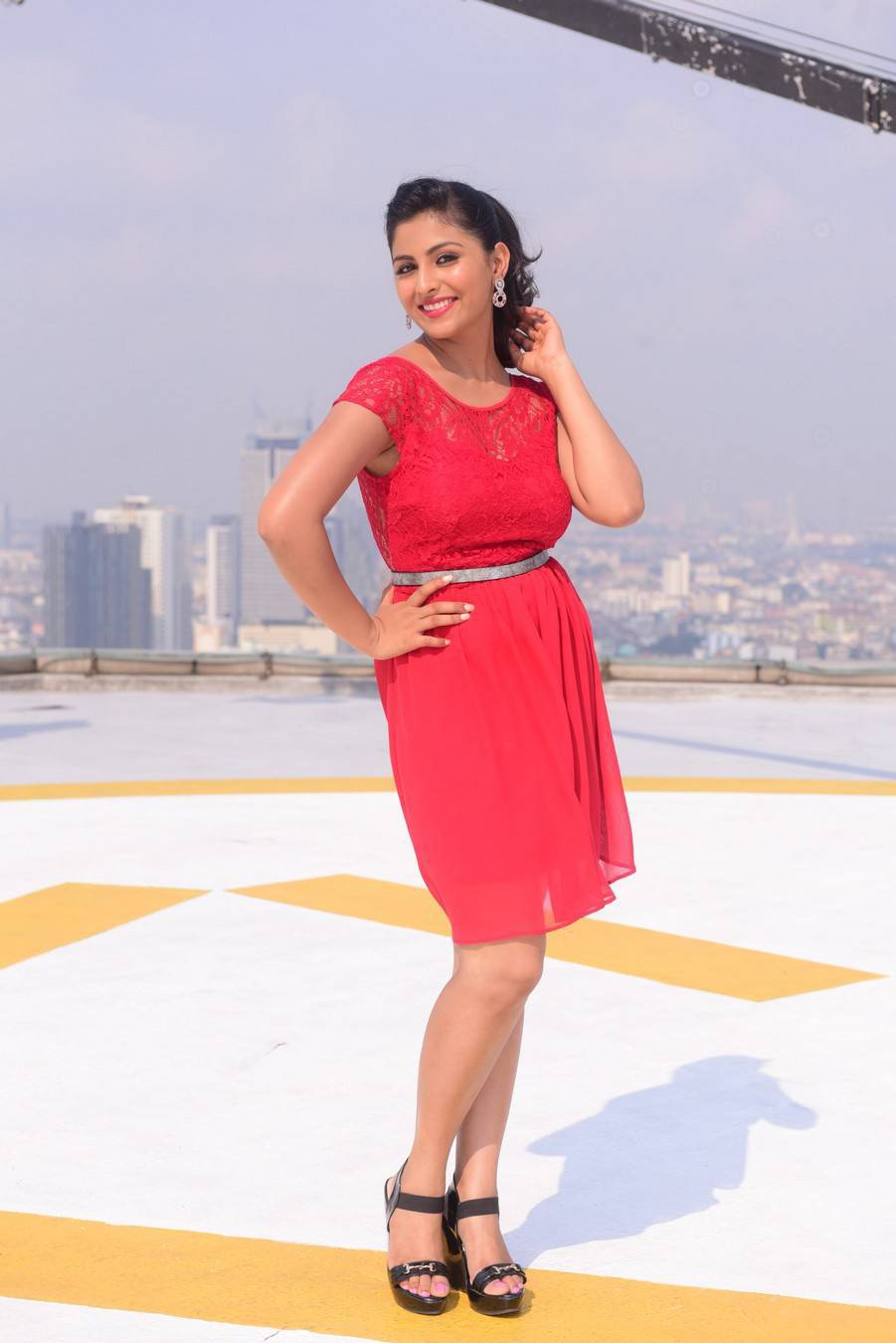 Tollywood Models Kruthika Cross Legs Show In Red Mini Skirt - Glamorous ...