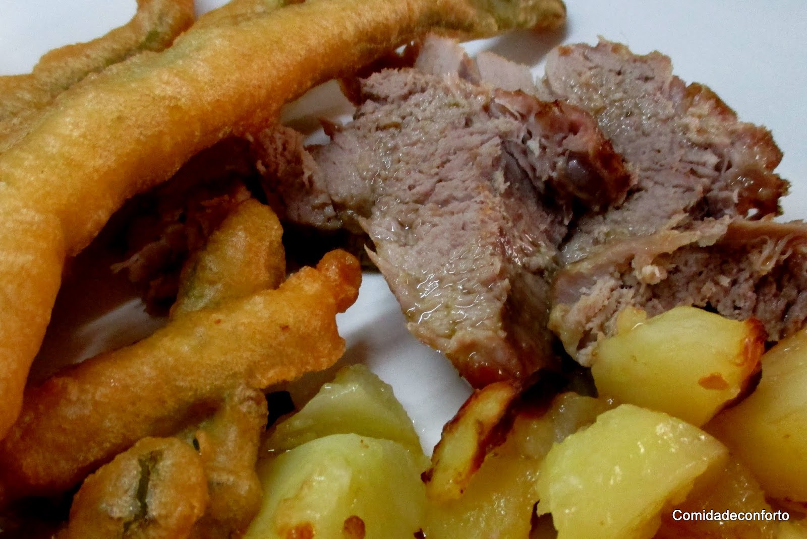 : Lombinho de Porco Assado, com Peixinhos da Horta