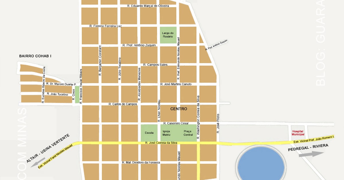 Guaraci divisa com Minas: Mapa das ruas de Guaraci-SP