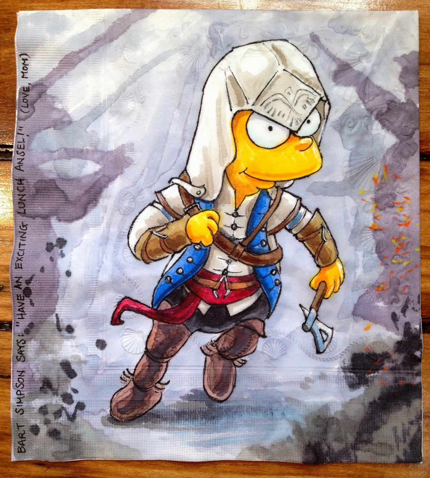Daily Napkins: Bart Simpson in Assassin's Creed Costume