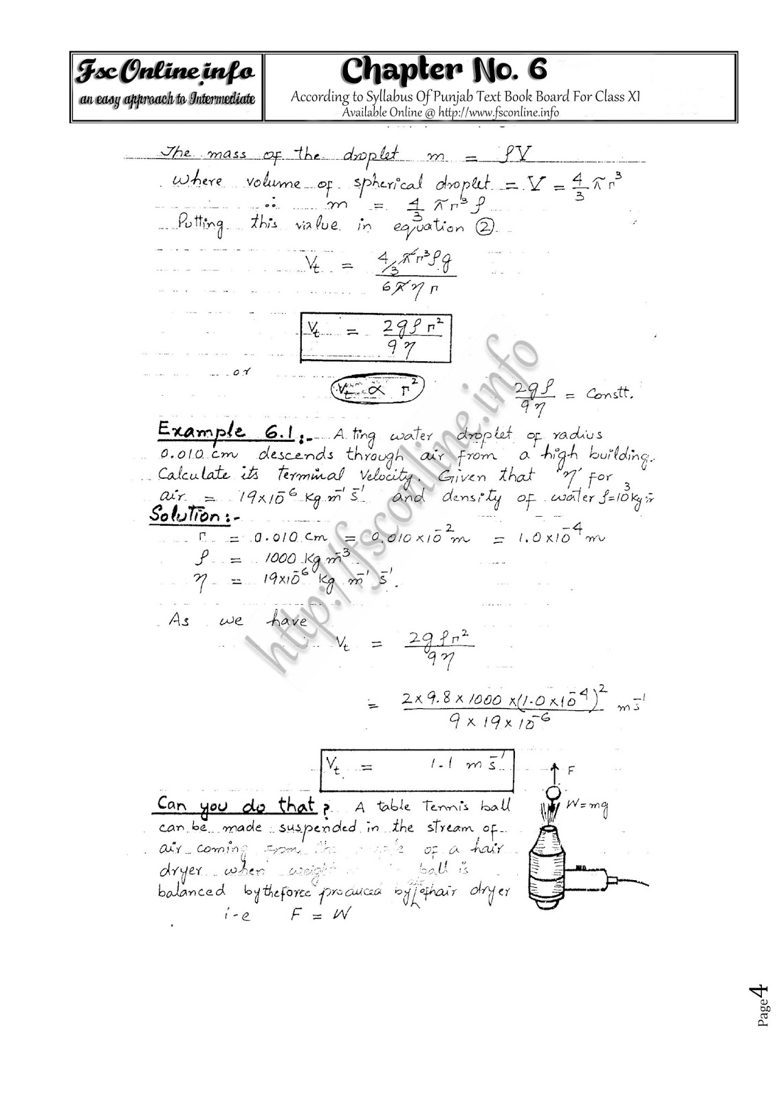 Physics Practicals : CHAPTER 6 (FLUID DYNAMICS)