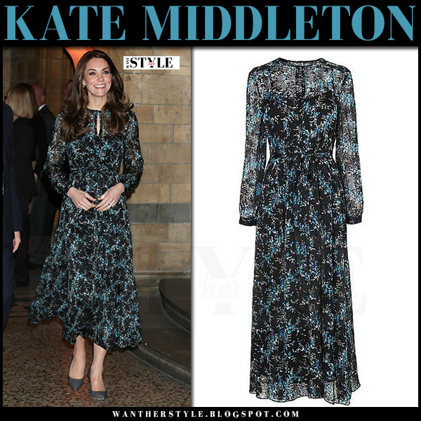 Kate Middleton in silk multi print maxi dress at Natural History Museum ...