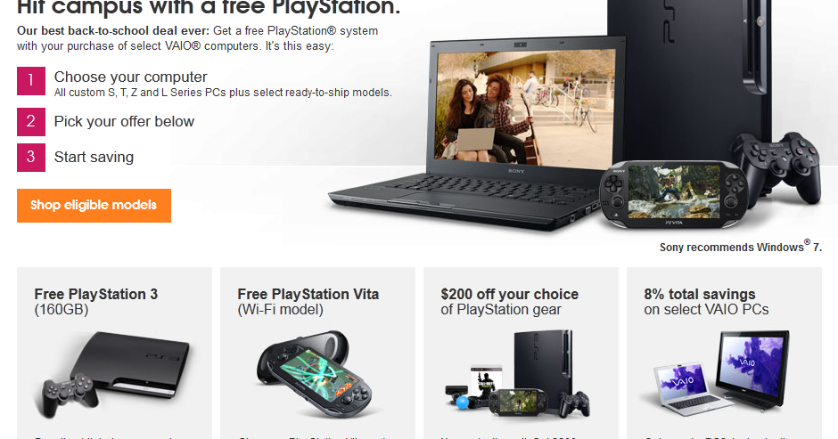 Sony's Back To School Deal A Free PS3 or PS Vita With Sony Vaio Purchase