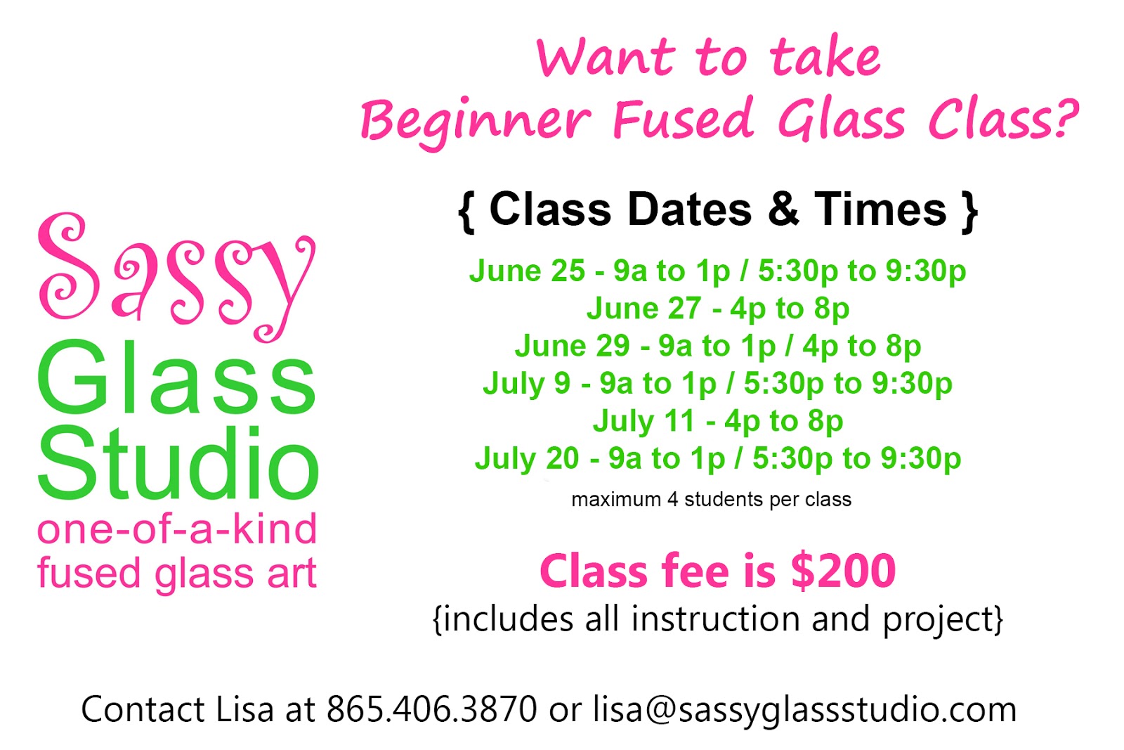 Sassy Glass Studio :: All Things Sassy: Learn Something New! Take a ...