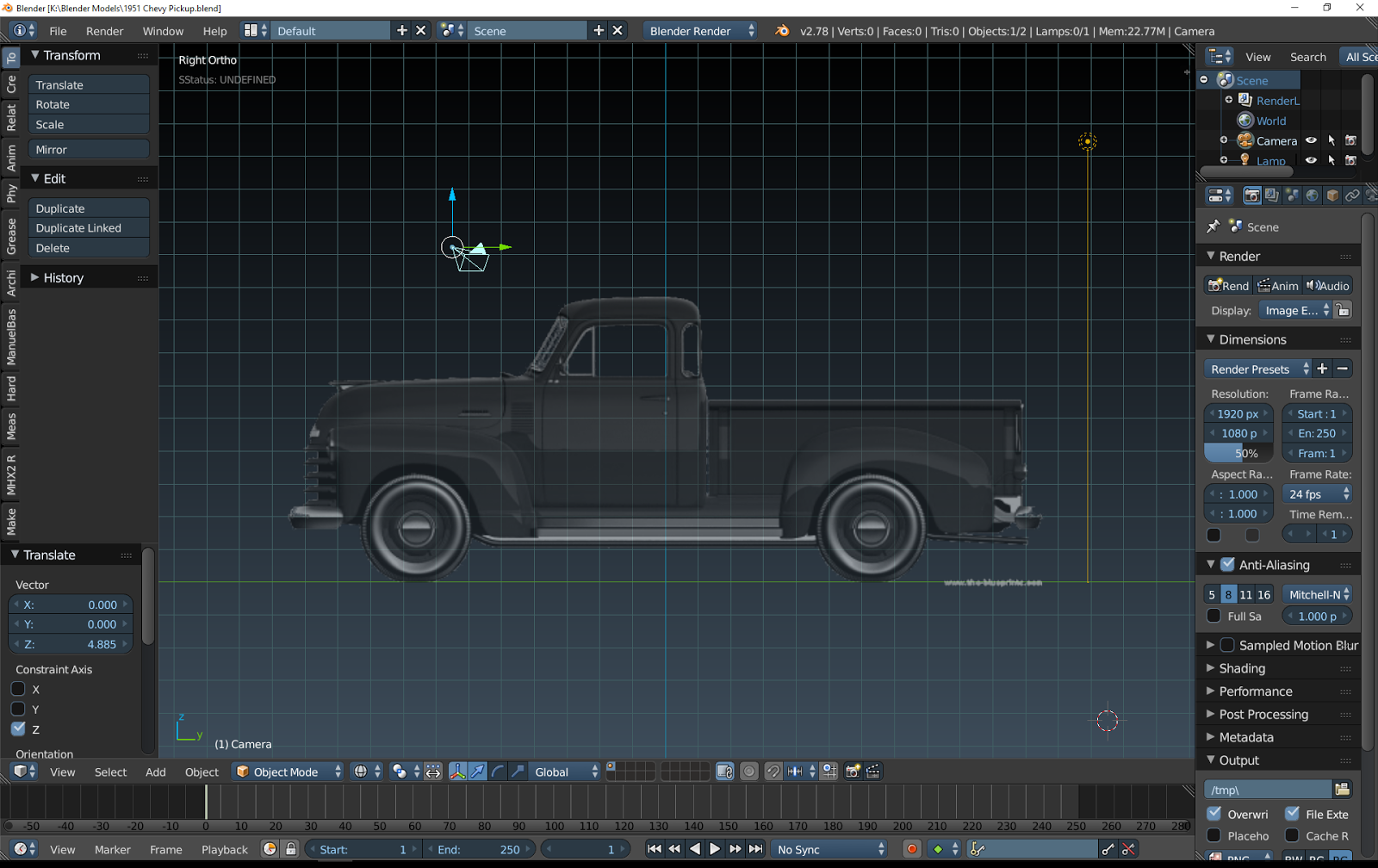 The Tinkers Workshop: 1951 Chevy Pickup Truck Blender Model Project