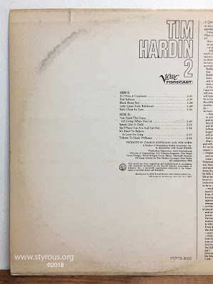 The Styrous® Viewfinder: 20,000 vinyl LPs 162: Tim Hardin ~ Two