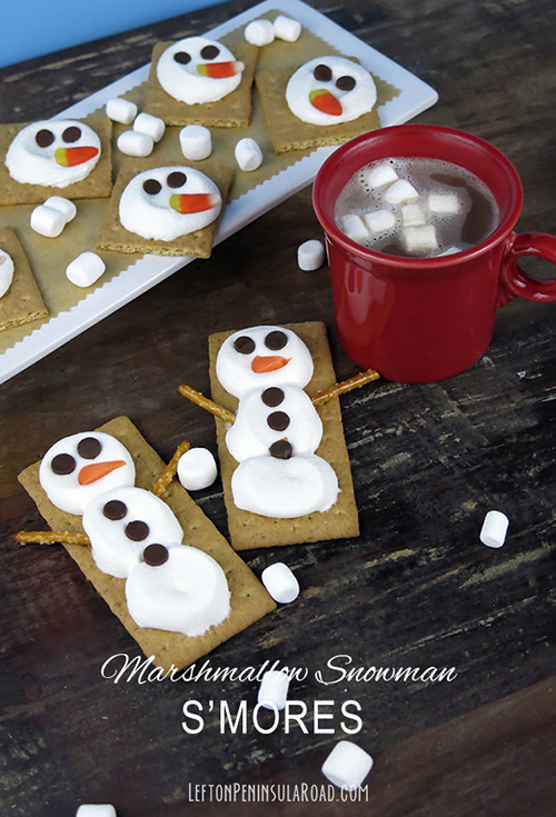 Marshmallow Snowman S'mores | Left on Peninsula Road