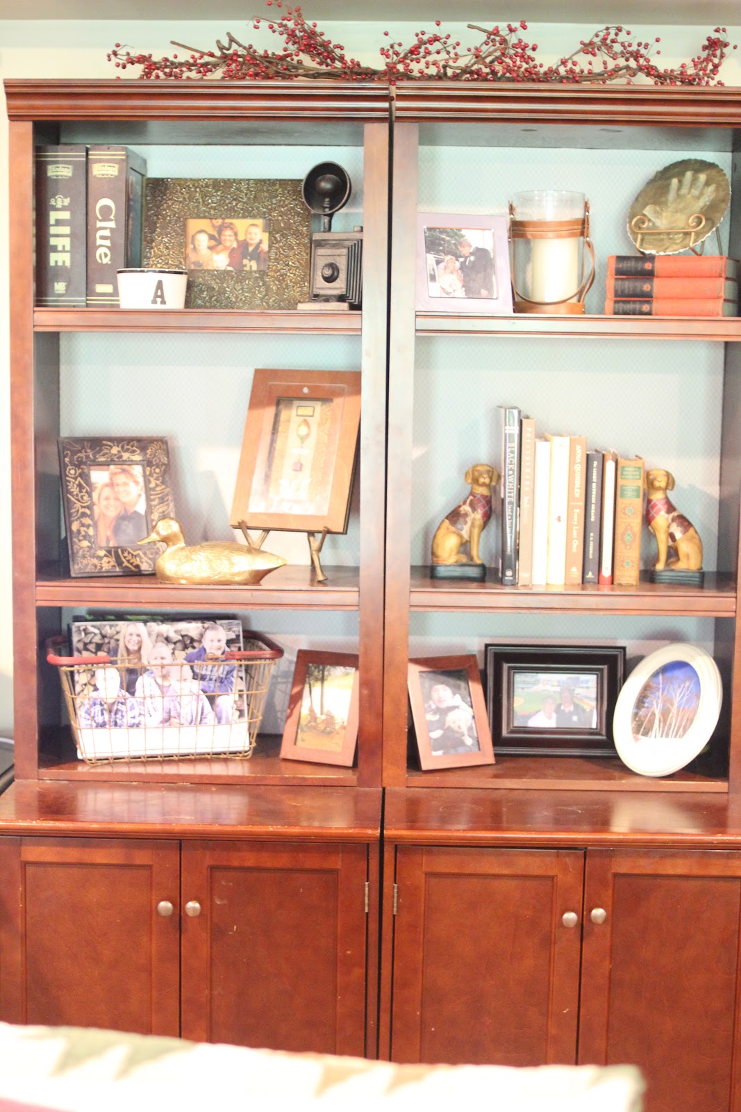 Bookshelves Updated with Scrapbook Paper | Golden Boys & Me