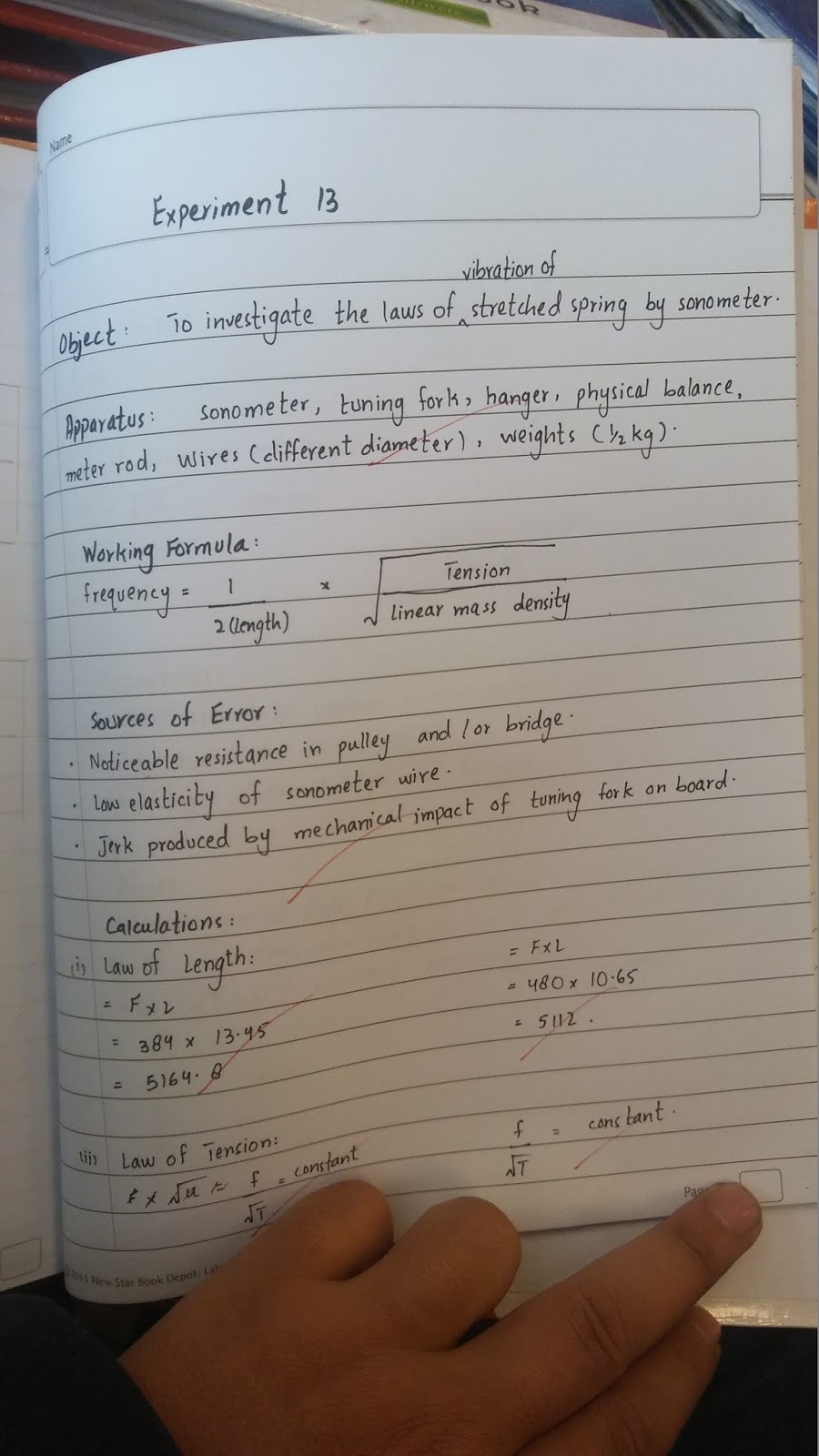 Experiment # 13 Sonometer