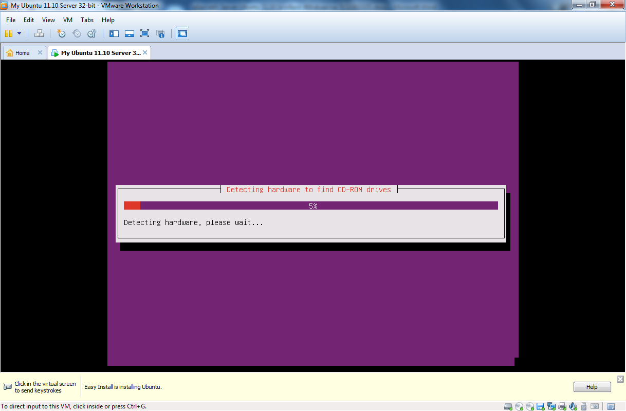 nascent: การติดตั้ง Ubuntu 11.10 Server 32-bit ใน VMware
