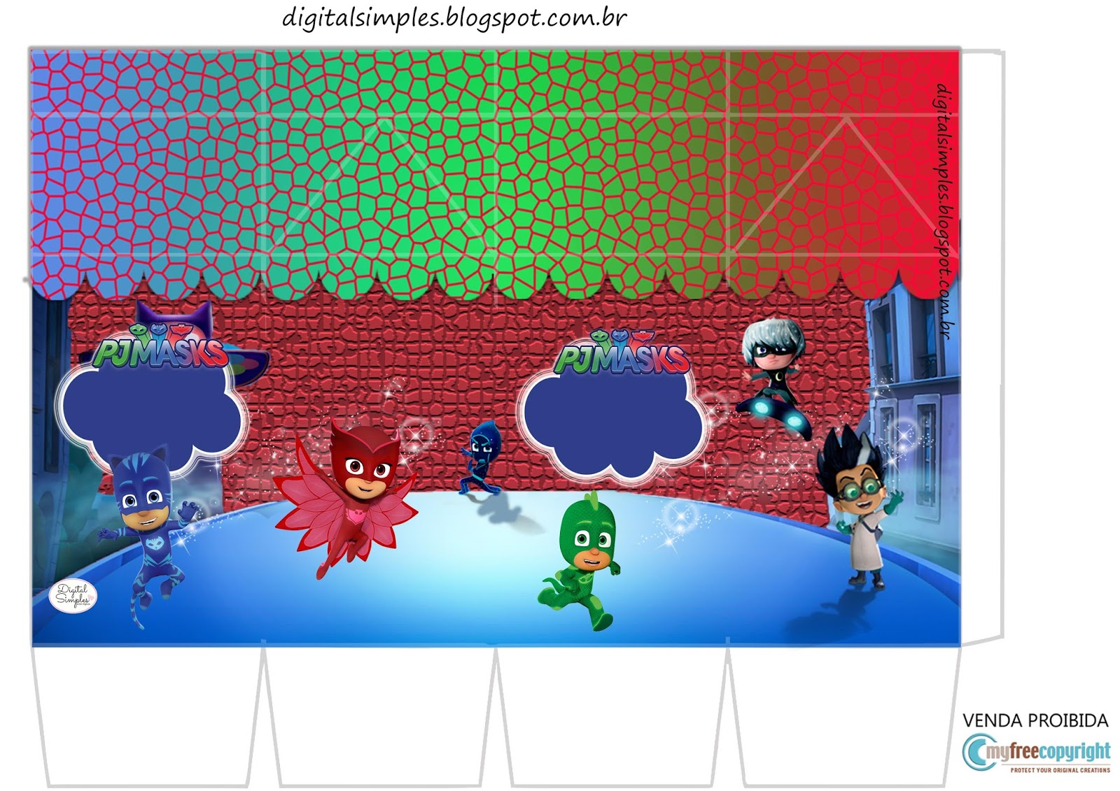 Kit Digital Free Aniversário "PJ Masks" - Convites Digitais Simples
