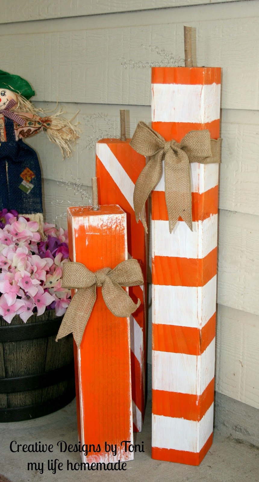 Easy DIY Wood Post Porch Pumpkins | my life homemade