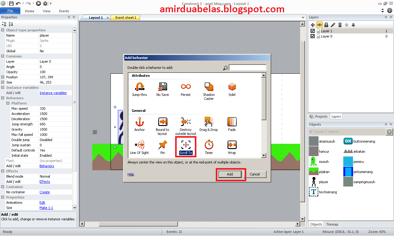 Part 10 Cara Membuat Player Finish Di Construct 2 [Penjelasan Detail ...