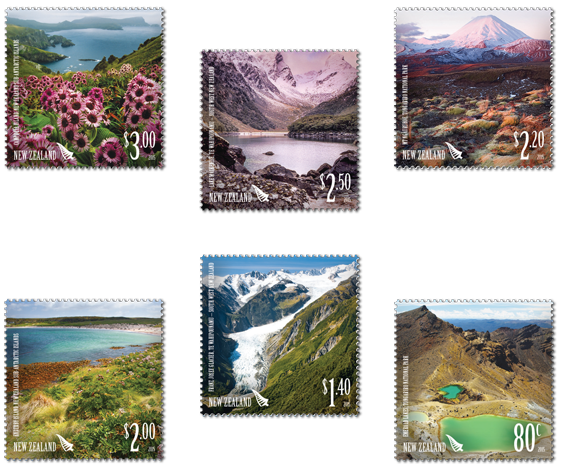 Virtual New Zealand Stamps: 2015 - UNESCO World Heritage Sites.