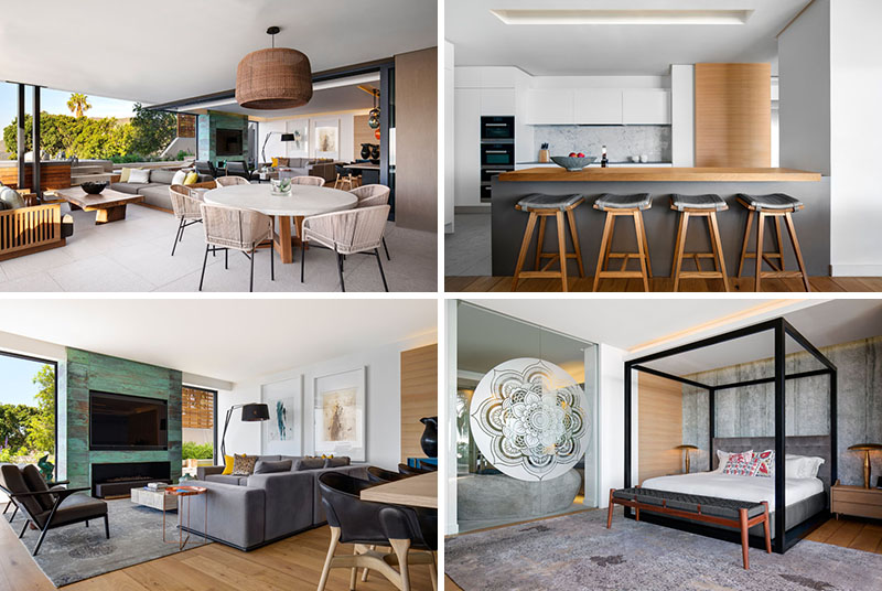 The Interior Design Of This Apartment Includes A Mixture Of ...