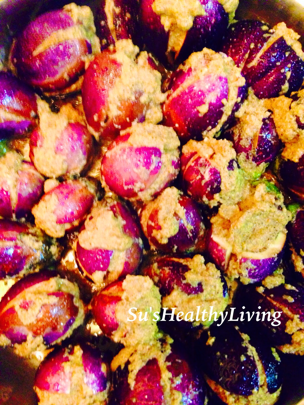 Su'sHealthyLiving: Gulla/ Vaingana Sagle ( Stuffed baby eggplant)