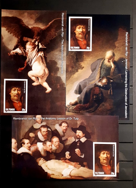 Stamps and albums for sale: Rembrandt and Modern Art paintings stamps