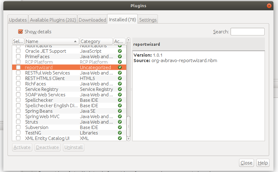Plugin NetBeans para generar reporte desde una clase Java