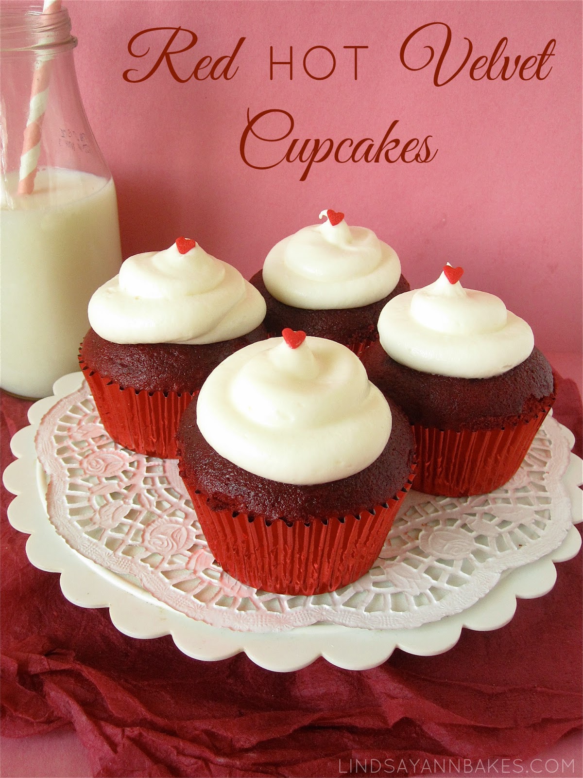 Red Hot Velvet Cupcakes (cinnamon red velvet cupcakes) - The Lindsay Ann