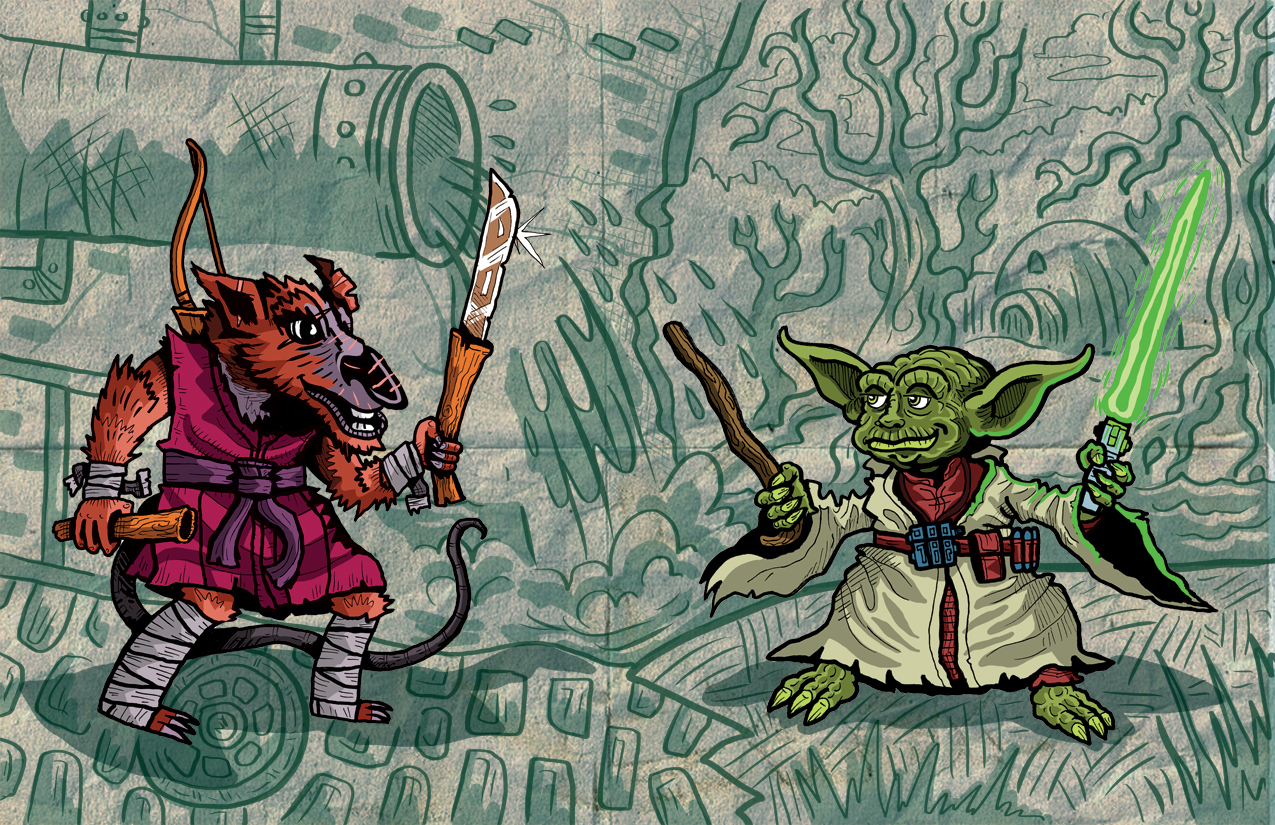 Ethan Mongin Illustration | Design : Geek Wars Poster: Splinter Vs Yoda
