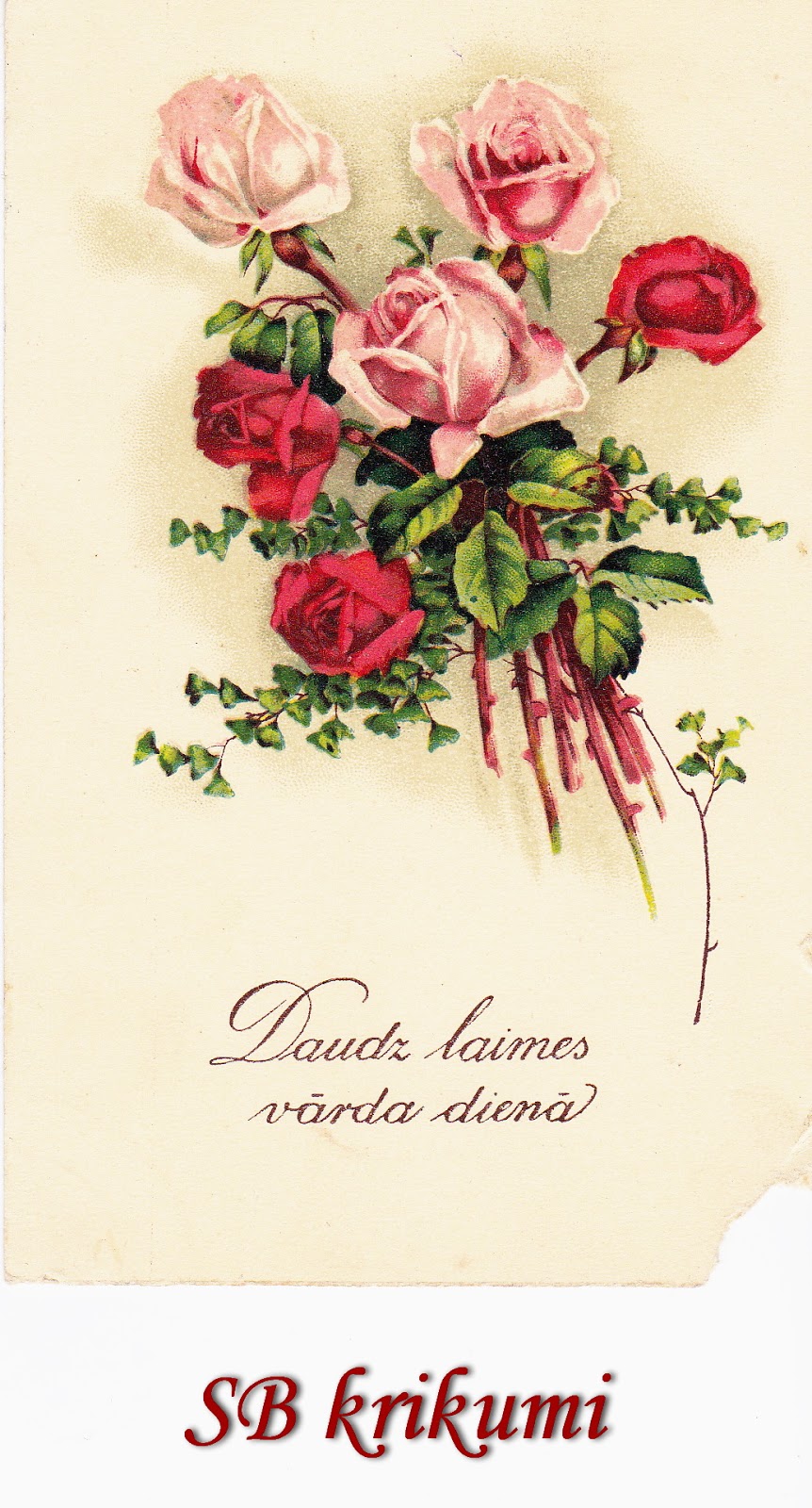 SB krikumi: Vārda dienas atklātnes no vecmāmiņas jaunības laikiem