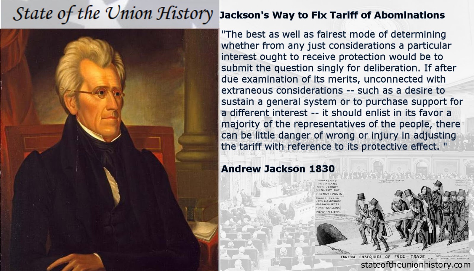 State of the Union History: 1830 Andrew Jackson - Jackson's Way to Fix ...