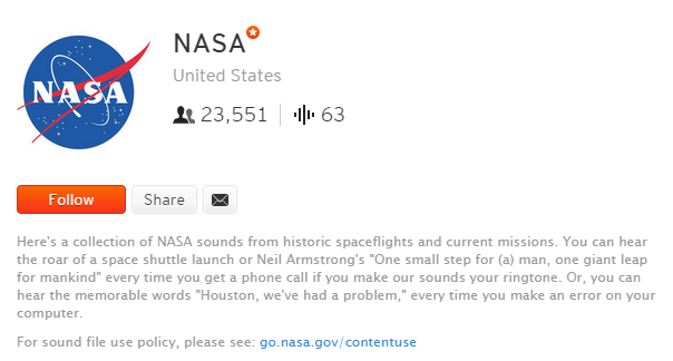 NASAがSoundCloudにアカウントを開設！通信記録やシャトルの発射音などがダウンロード可能