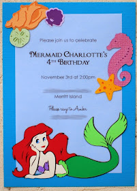 Ariel The Little Mermaid Tea Party Invites