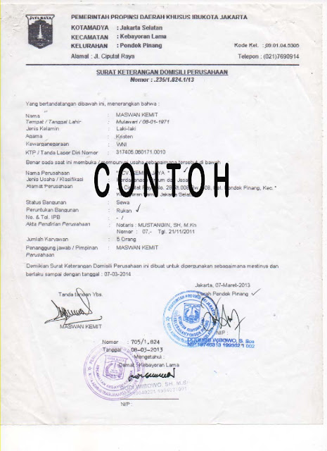 Persyaratan Mengurus Surat Keterangan Domisili Perusahaan ~ Berita Bagus