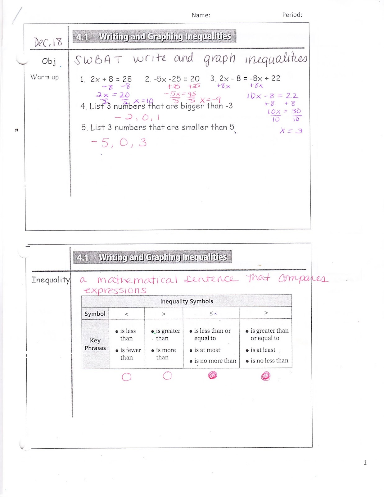 Ms. Jean's Classroom Blog: 4.1 Writing and Graphing Inequalities