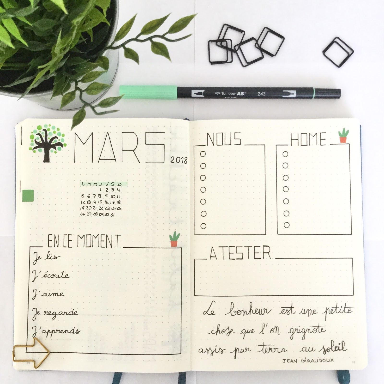 MARS 2018 dans mon bullet journal