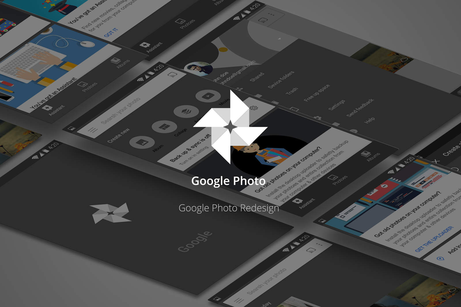 Google Photos black theme design - Free psd ui - Exclusive Mobile App ...