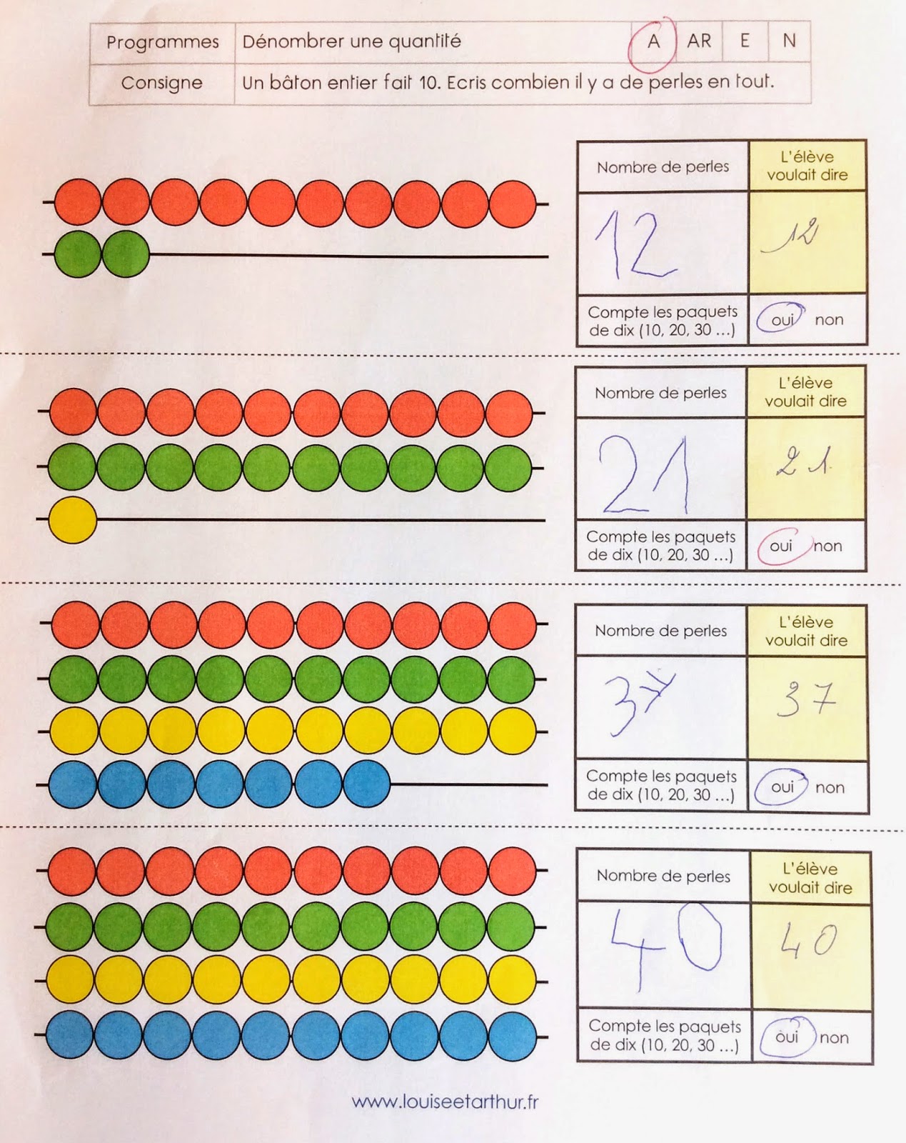 Louise et Arthur: Numération en GS