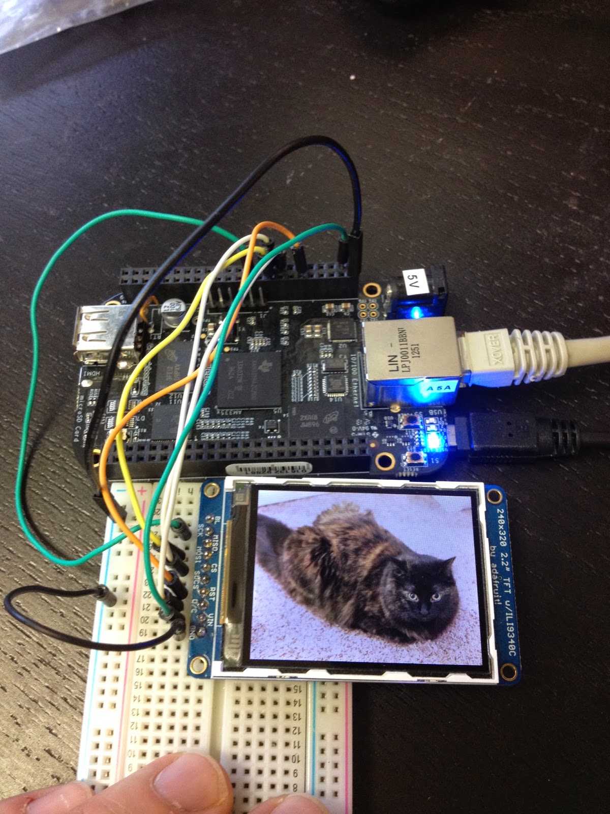 Matthew McMillan: Experimenting with BeagleBone Black and a userspace TFT library