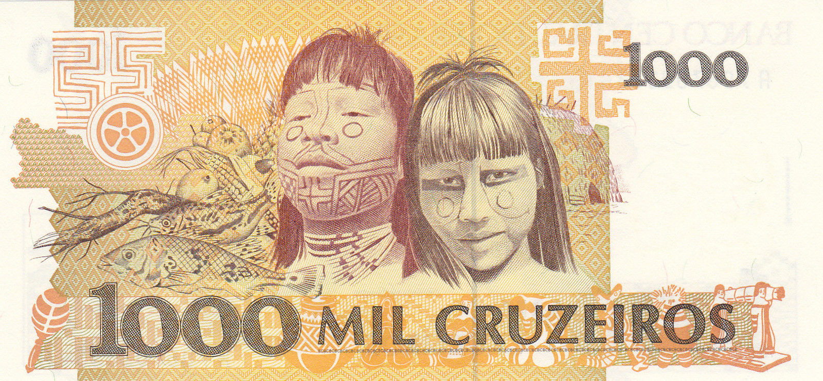 Brazil 1000 Cruzeiros banknote 1991 Candido Rondon|World Banknotes ...