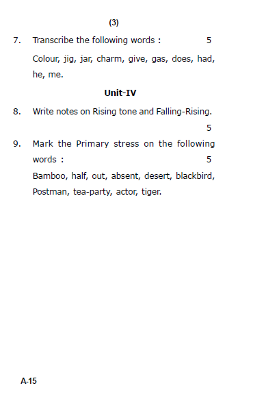 LU B.A English (A15) Functional English Phonetics 2015 Question Paper ...