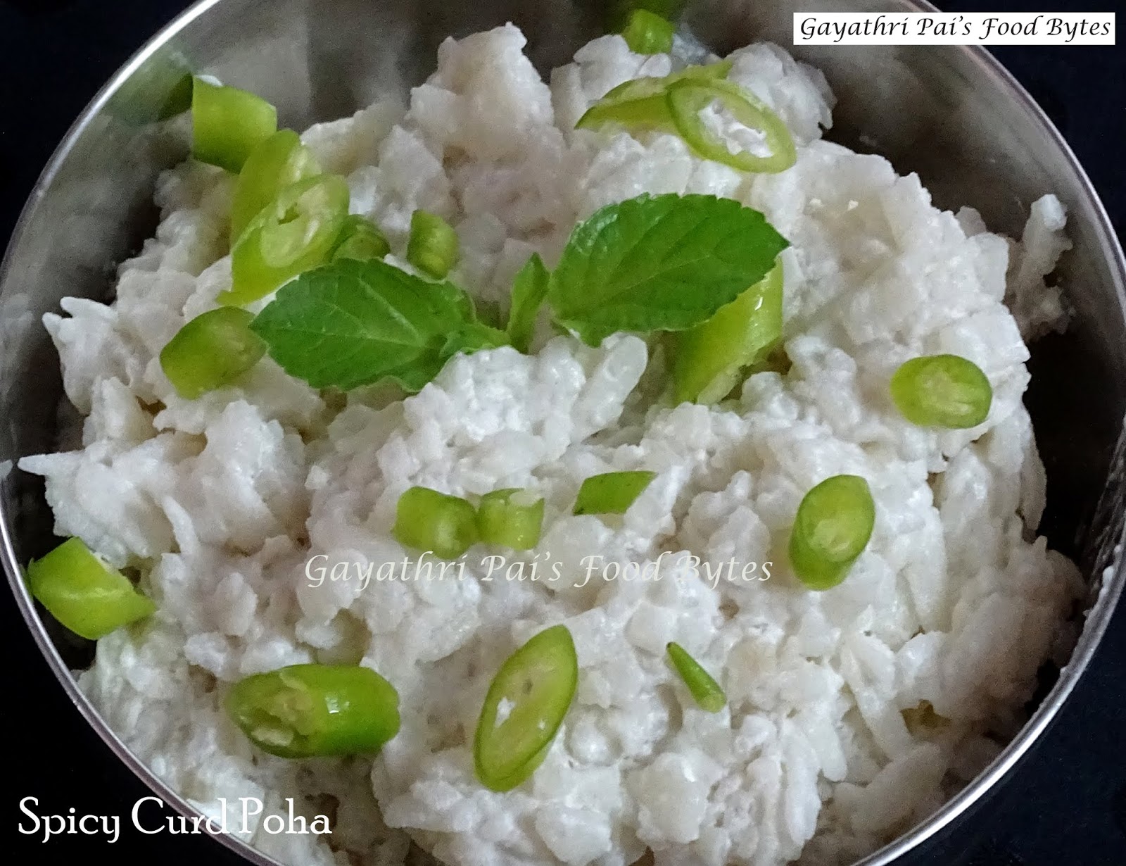 Gayathri Pai's Food Bytes: Spicy Curd Pova (Poha/Beaten Rice/Avalakki).