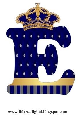 FBL arte digital: ALFABETO PERSONALIZADO COM TEMA REALEZA AZUL MARINHO