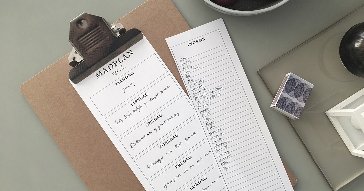 Simpelt skema til madplan / print-selv kvit og frit | SIRLIG HERLIGHEDER