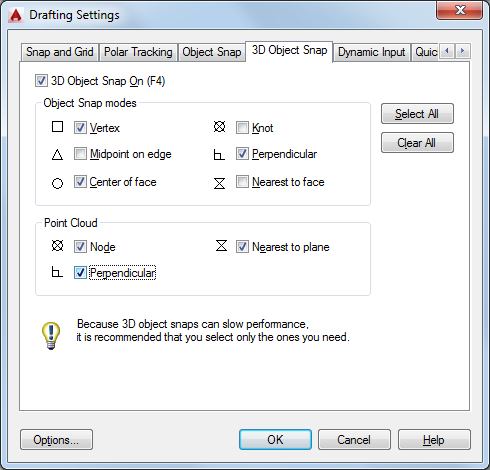 Best of Civil Engineers: Draft Settings in AutoCAD (3D Object Snap)