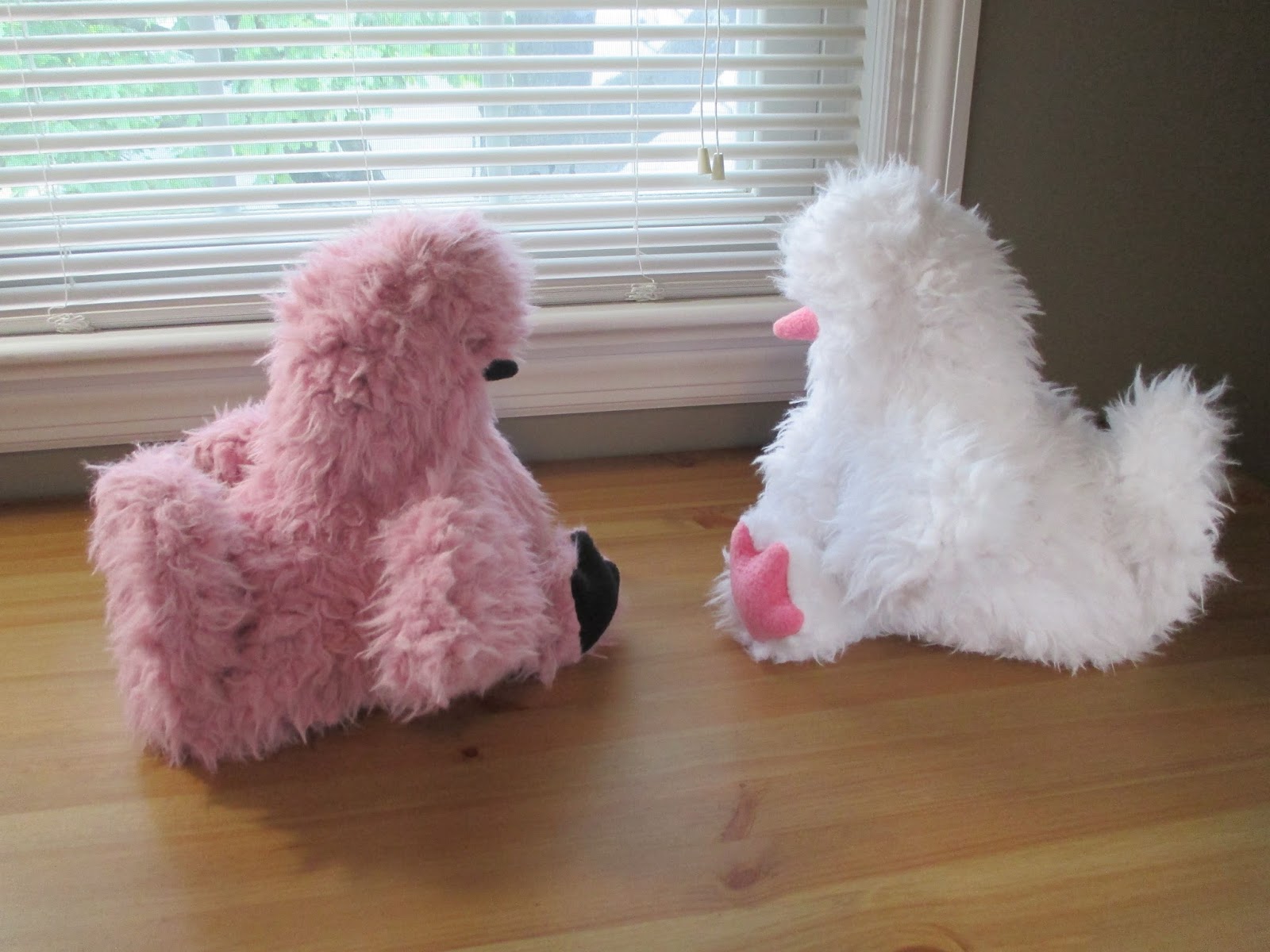 Fleece Menagerie: Pink Silkie Chicken and White Silkie Chicken (SOLD)