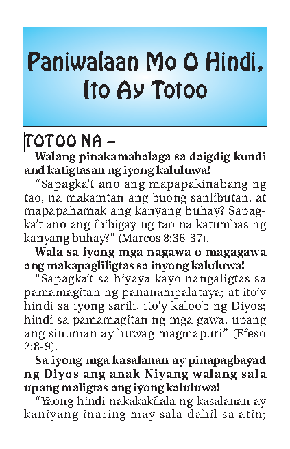 Petersham Bible Book & Tract Depot: Tagalog (Filipino) Gospel Tracts