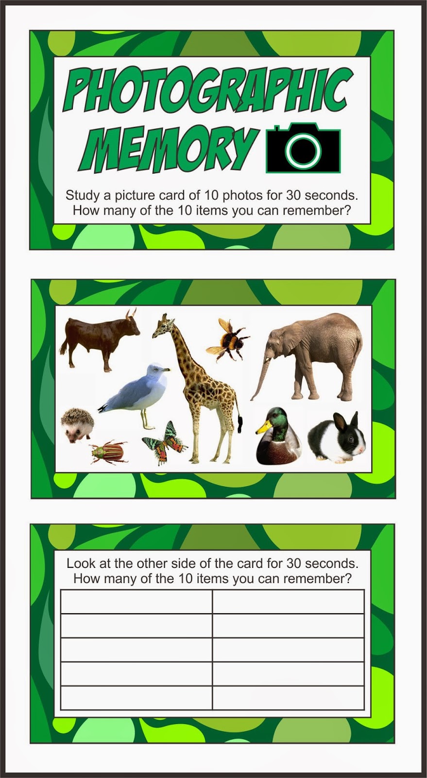 Simple Visual Memory Game - Your Therapy Source