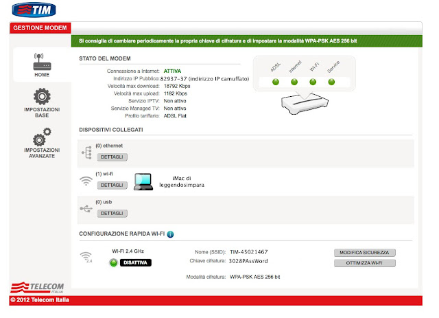 CAMBIARE PASSWORD WI-FI TELECOM E TIM E RESETTARE MODEM
