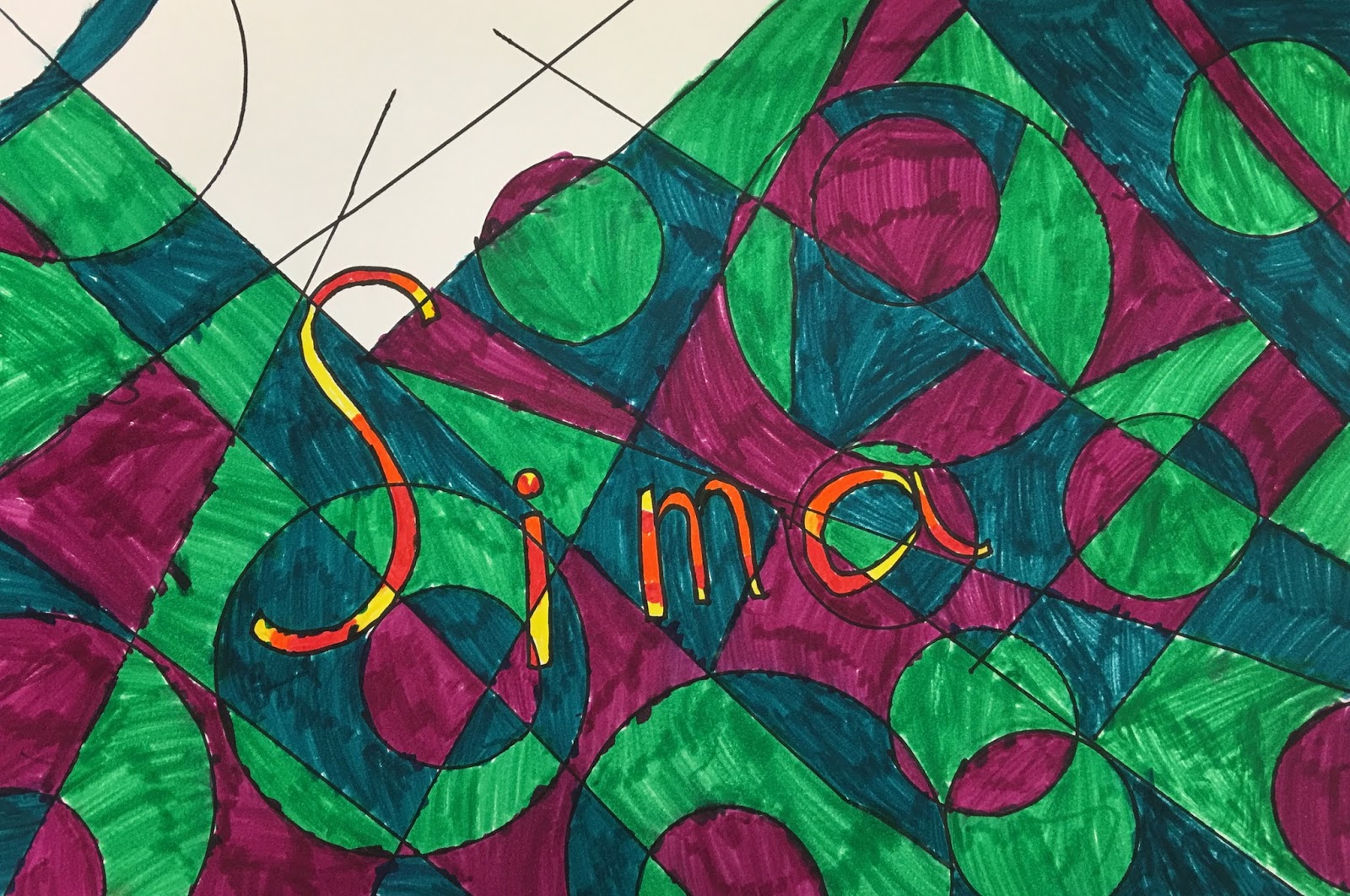 Art Room Blog: 2nd Grade Name Lines, Circles, Warm and Cool...